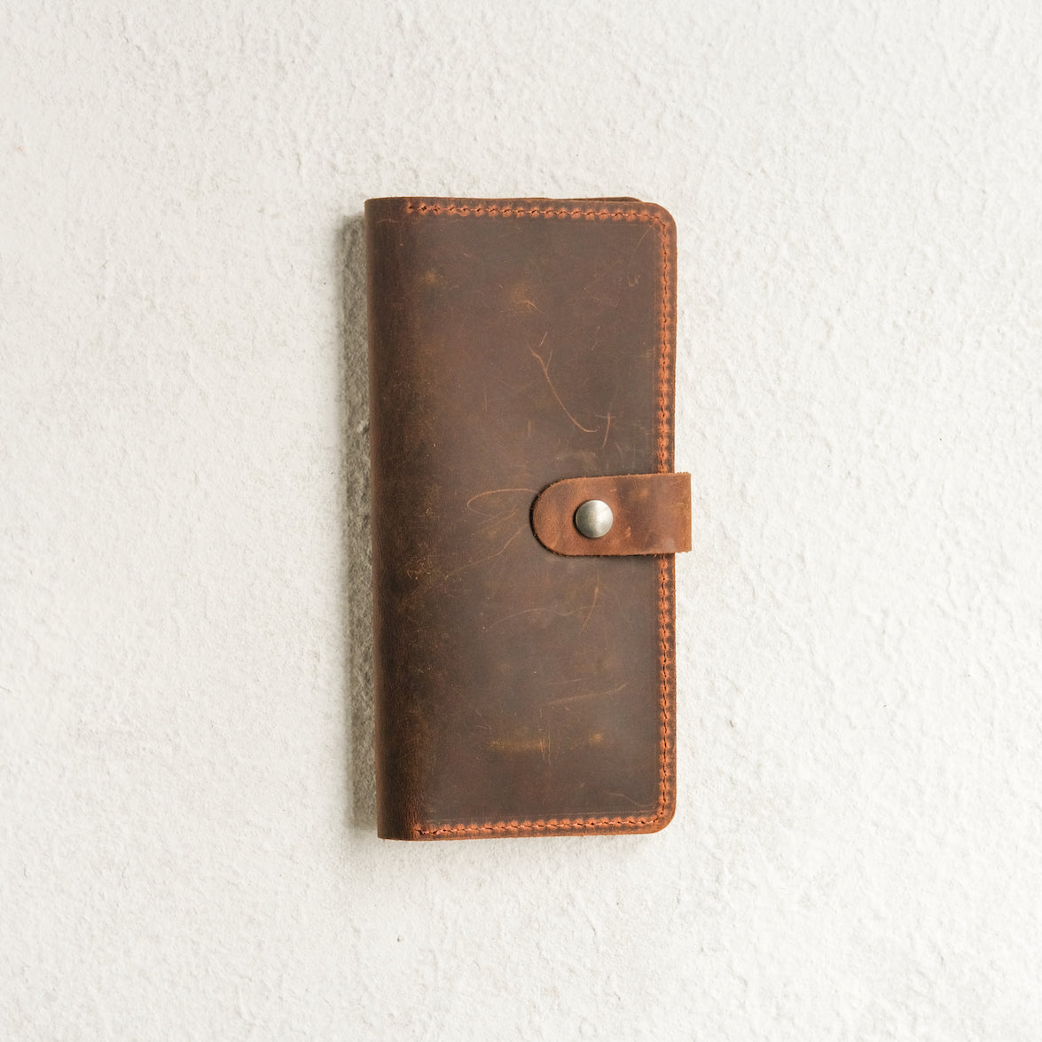 Snap Fastener Leather Long Model Wallet | The North Fox